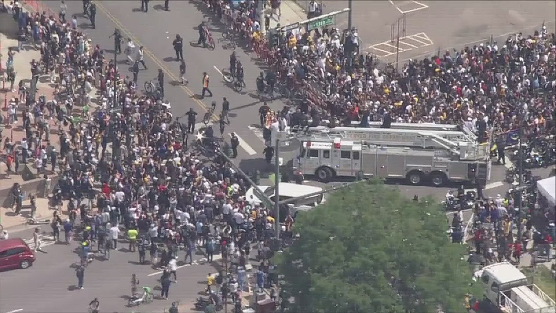 Police Officer Hit By Firetruck During Denver Nuggets Parade