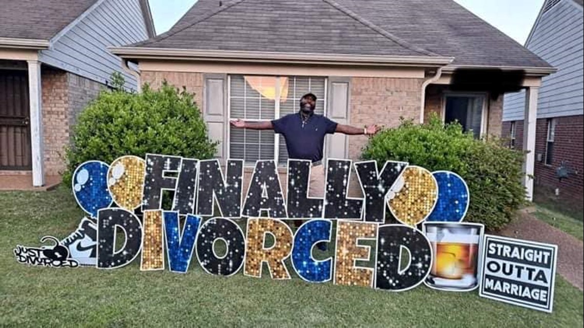 Recent divorces celebrated with now viral yard signs | 13wmaz.com