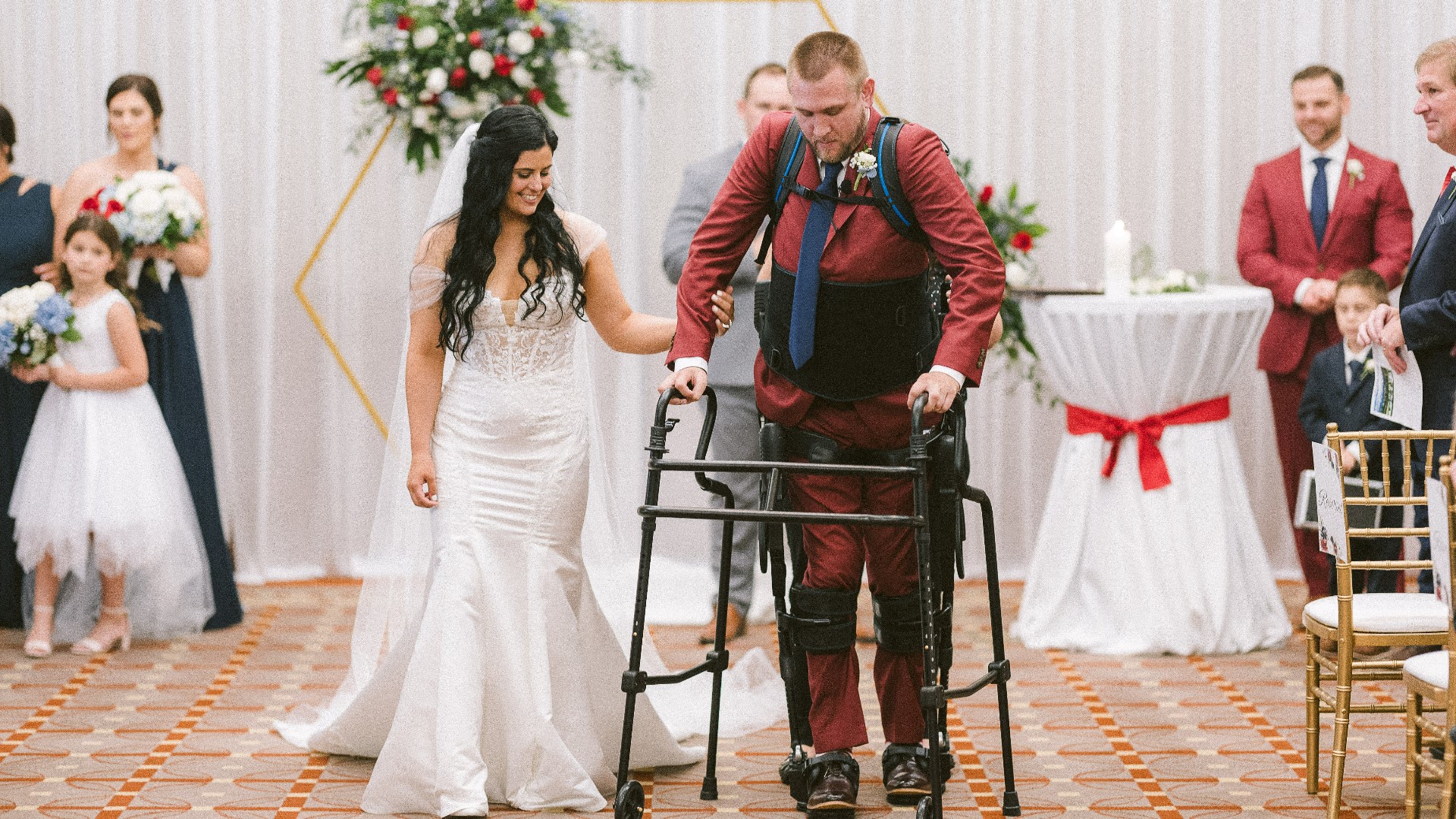 Columbus man uses exoskeleton to walk down the aisle | 13wmaz.com