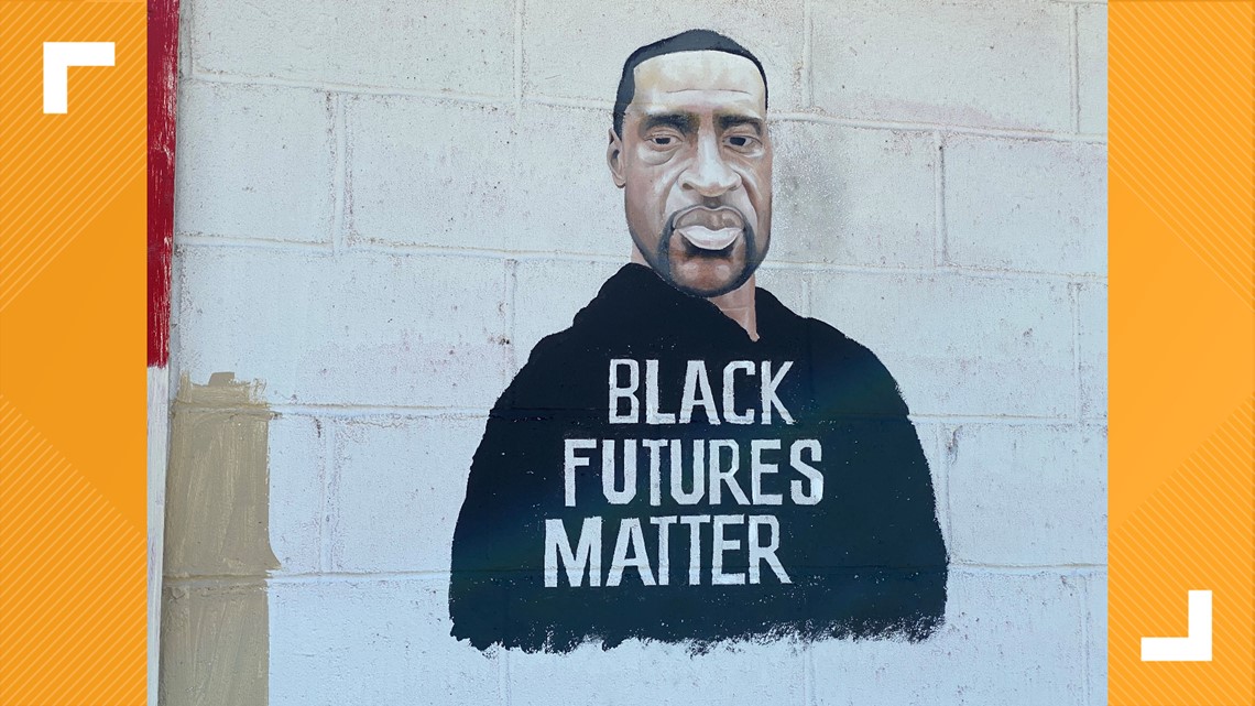 Artist paints George Floyd mural in Perry | 13wmaz.com