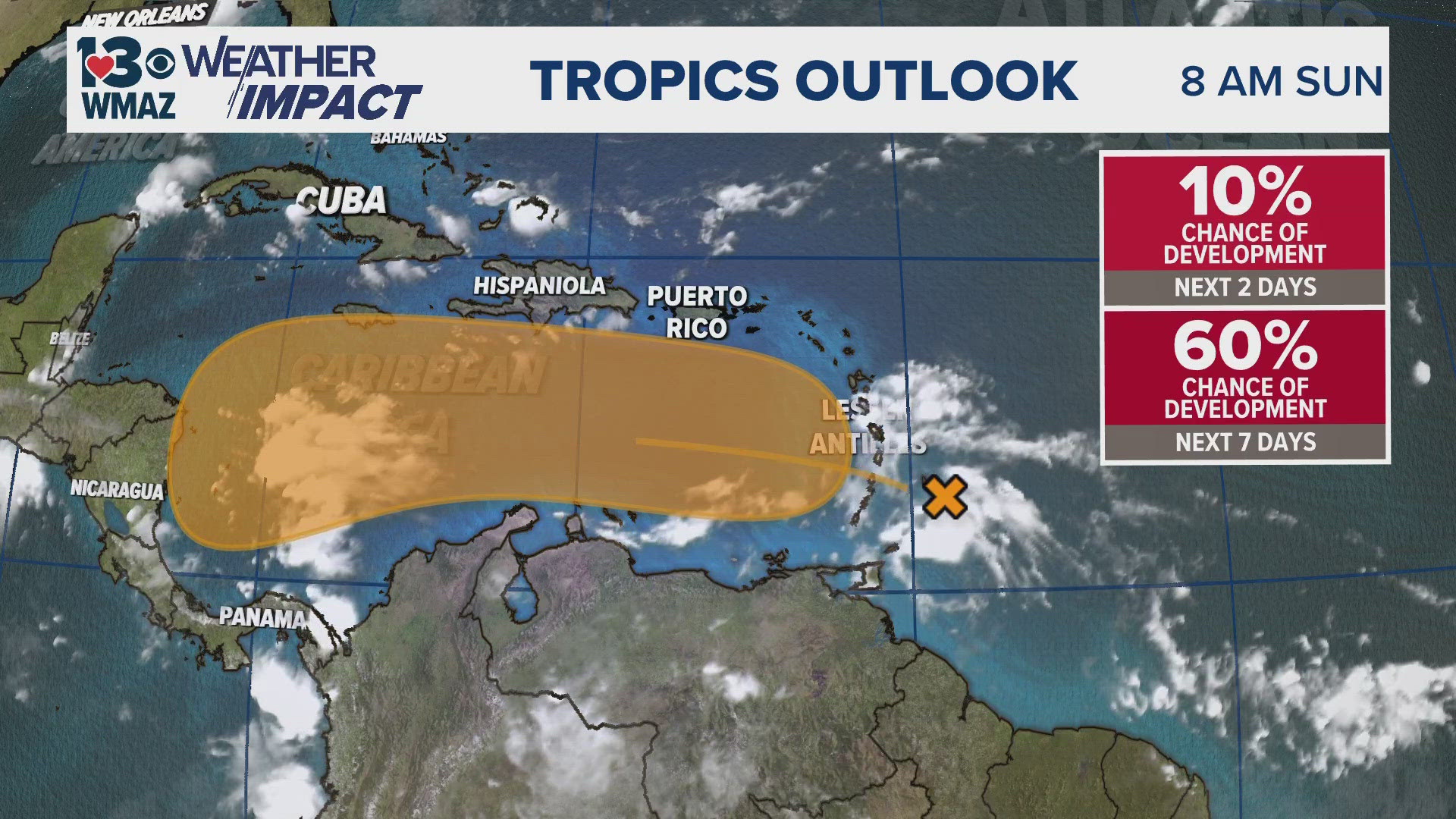 National Hurricane Center has outlined two new potential areas of ...