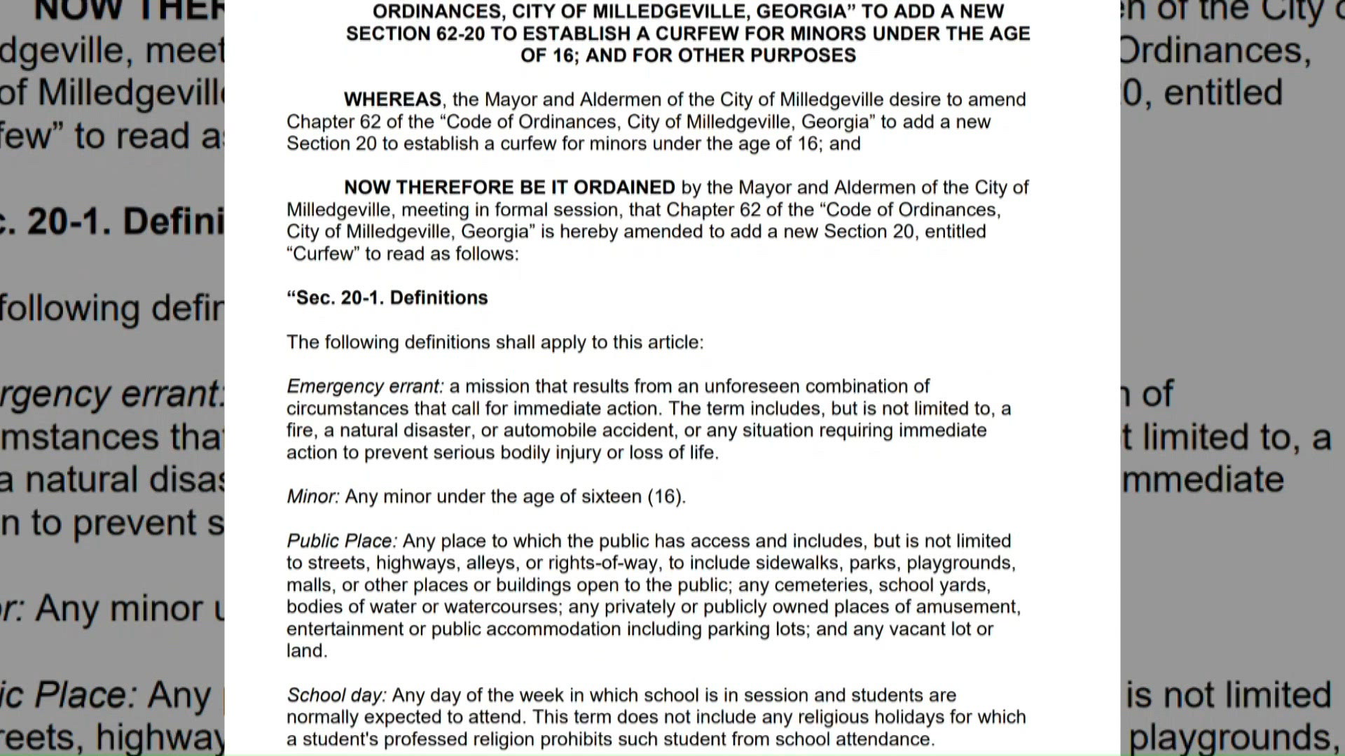 Milledgeville City Council delays vote on proposed juvenile curfew ...