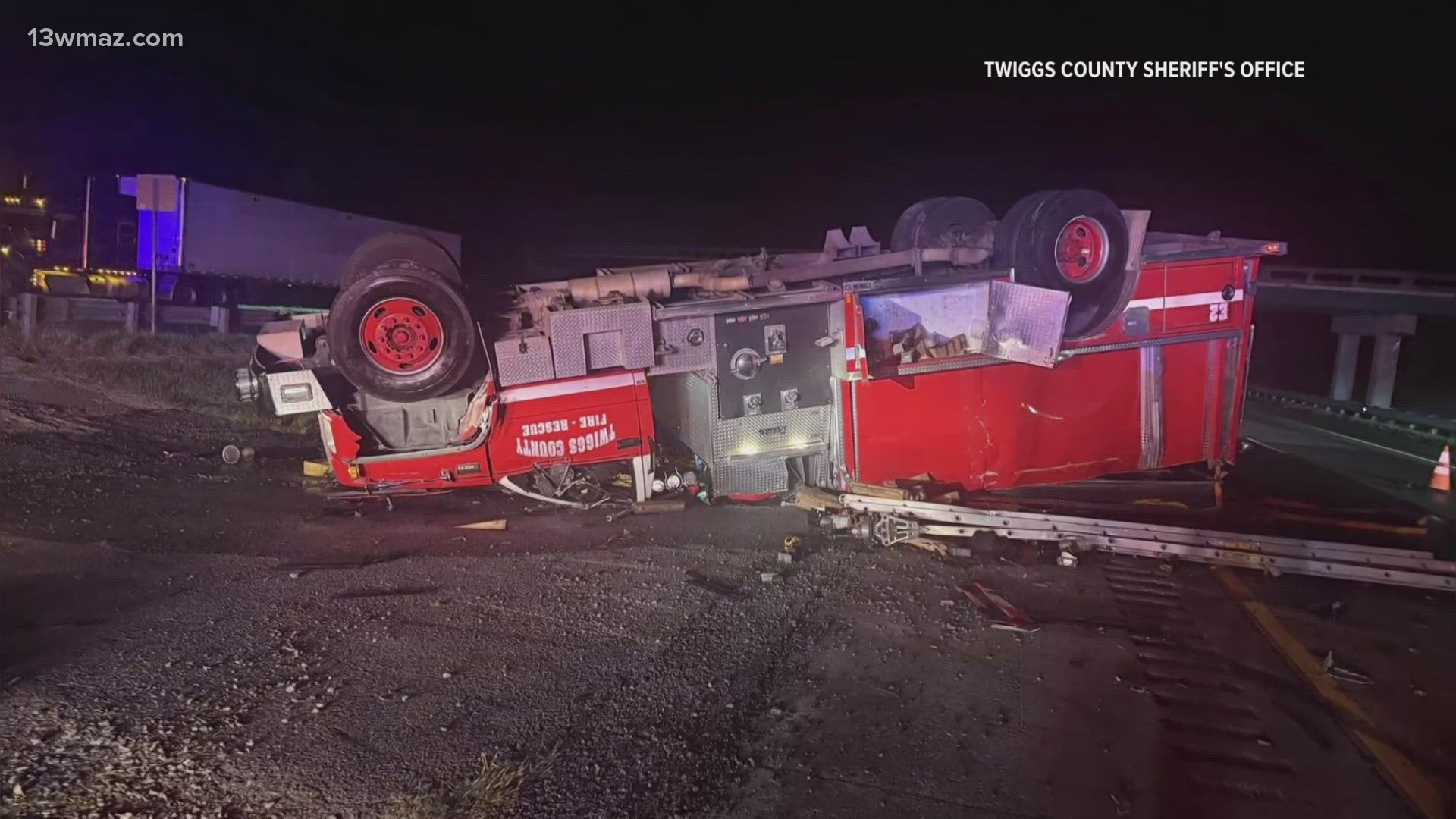 Georgia fire truck flips in crash on I-16 | 13wmaz.com