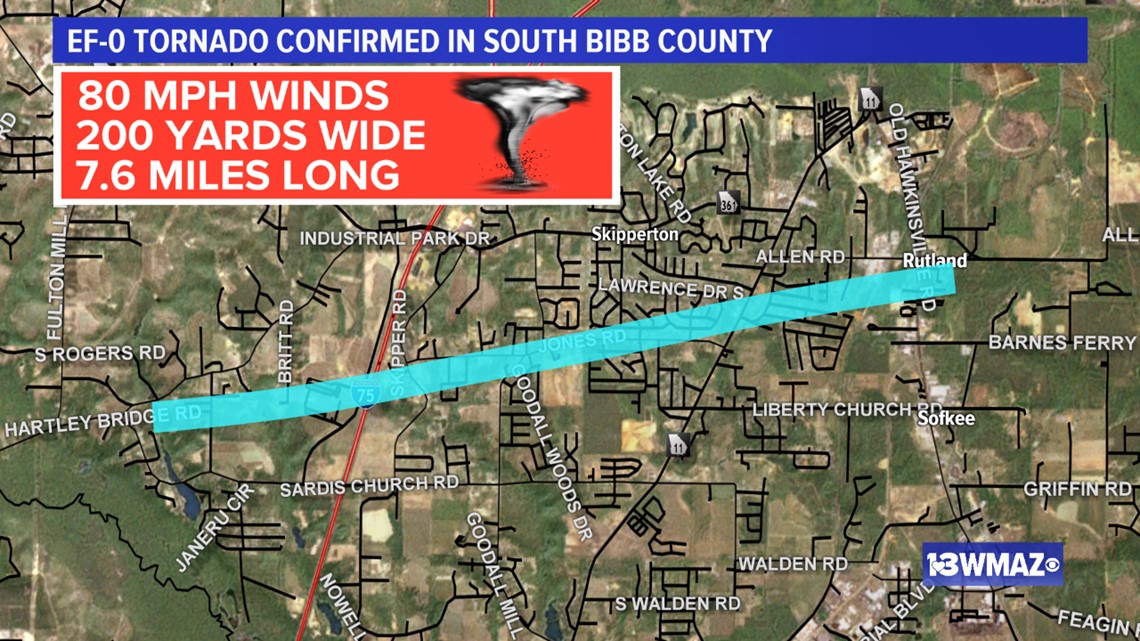UPDATE: NWS confirms EF-0 tornado hit south Bibb | 13wmaz.com