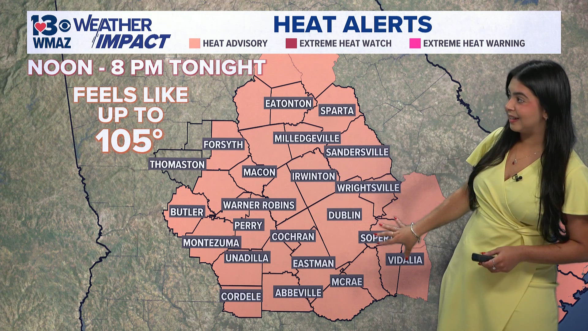 Heat Advisory today for heat index values of 105 (Local Weather Update ...