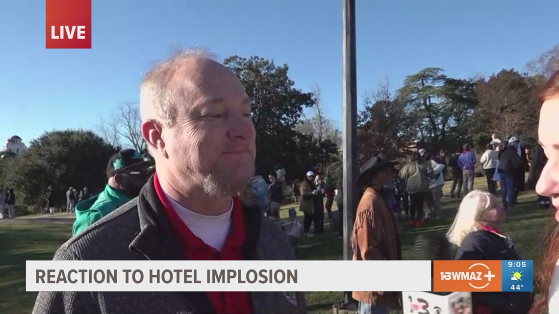 Macon Mayor Lester Miller reacts to the implosion of Ramada hotel in ...
