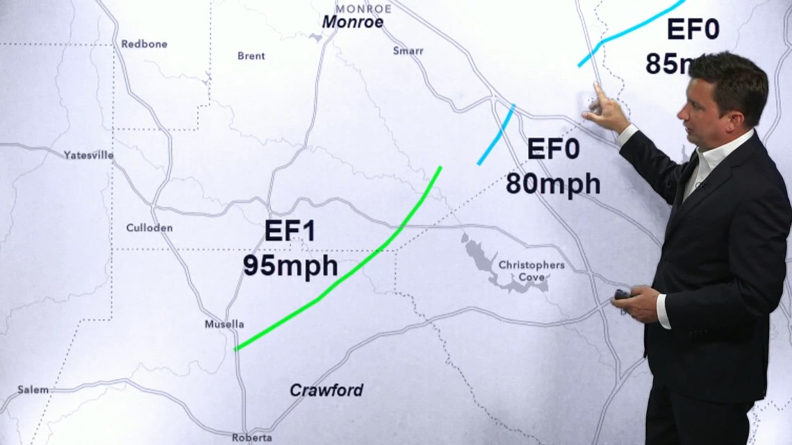National Weather Service confirms tornado touchdowns in Central Georgia ...