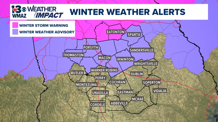 13WMAZ Weather Impact Alert | Wintry mix possible across Central ...