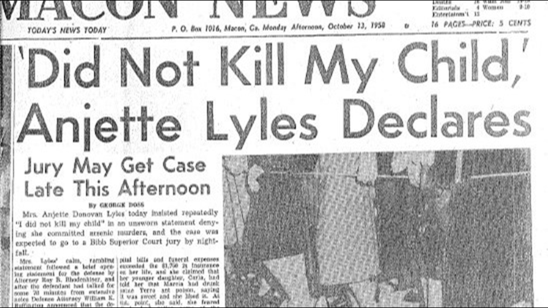 Macon killer Anjette Lyles poisoned 4 family members in 1958 | 13wmaz.com