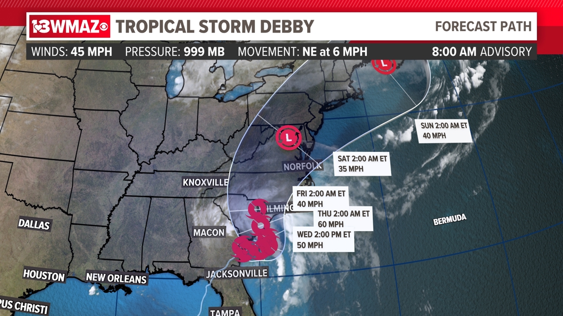 Where could Hurricane Debby go next? Models, forecast cone, more ...