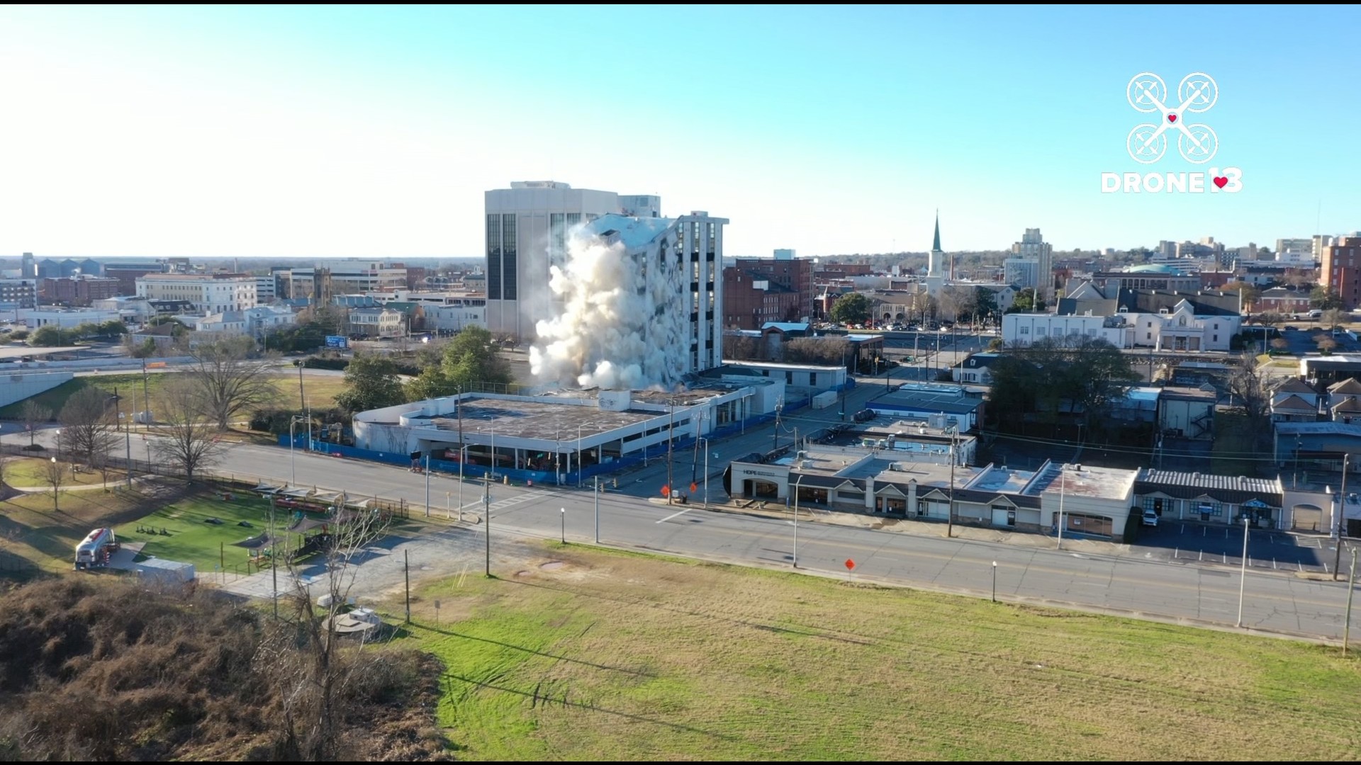WATCH: Drone captures implosion of 16-story Ramada hotel in Macon ...