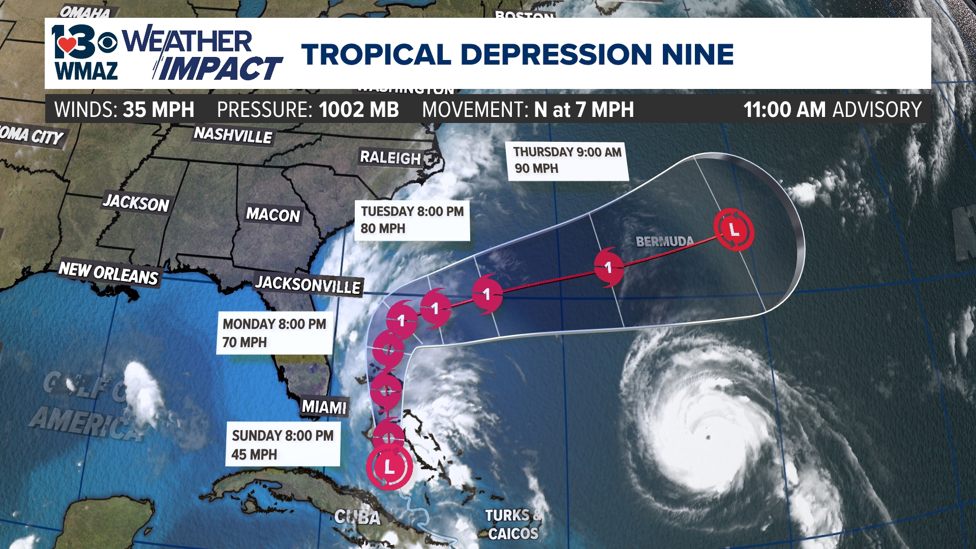 Tropical Depression Nine is getting close to Tropical Storm strength ...