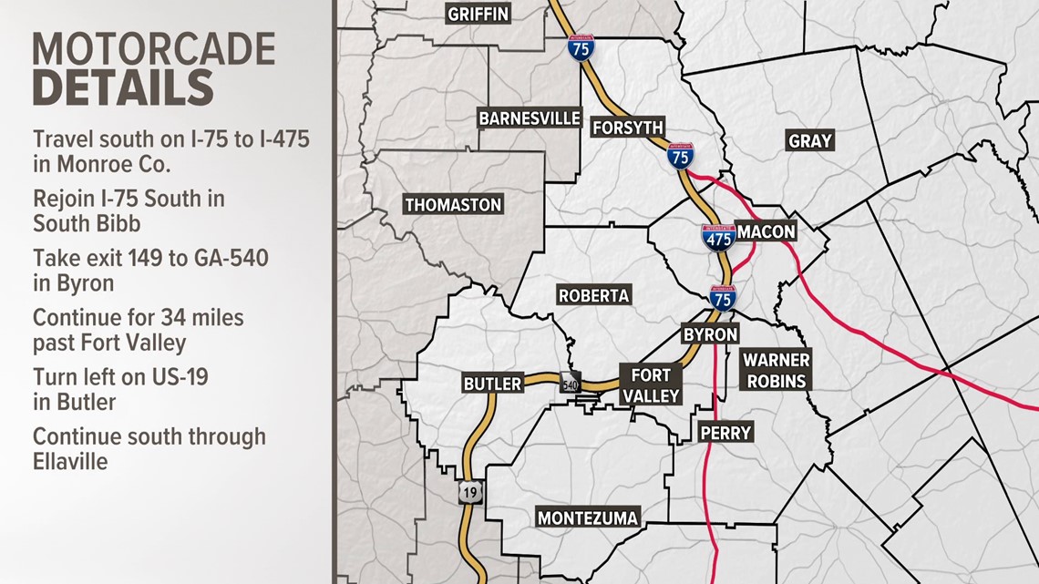 Rosalynn Carter motorcade to pass through central Georgia again ...