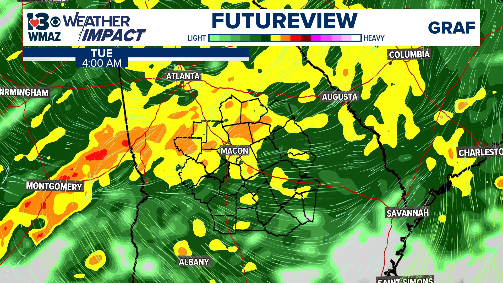 Weather Impact Alert | Heavy rainfall will likely impact your Tuesday ...