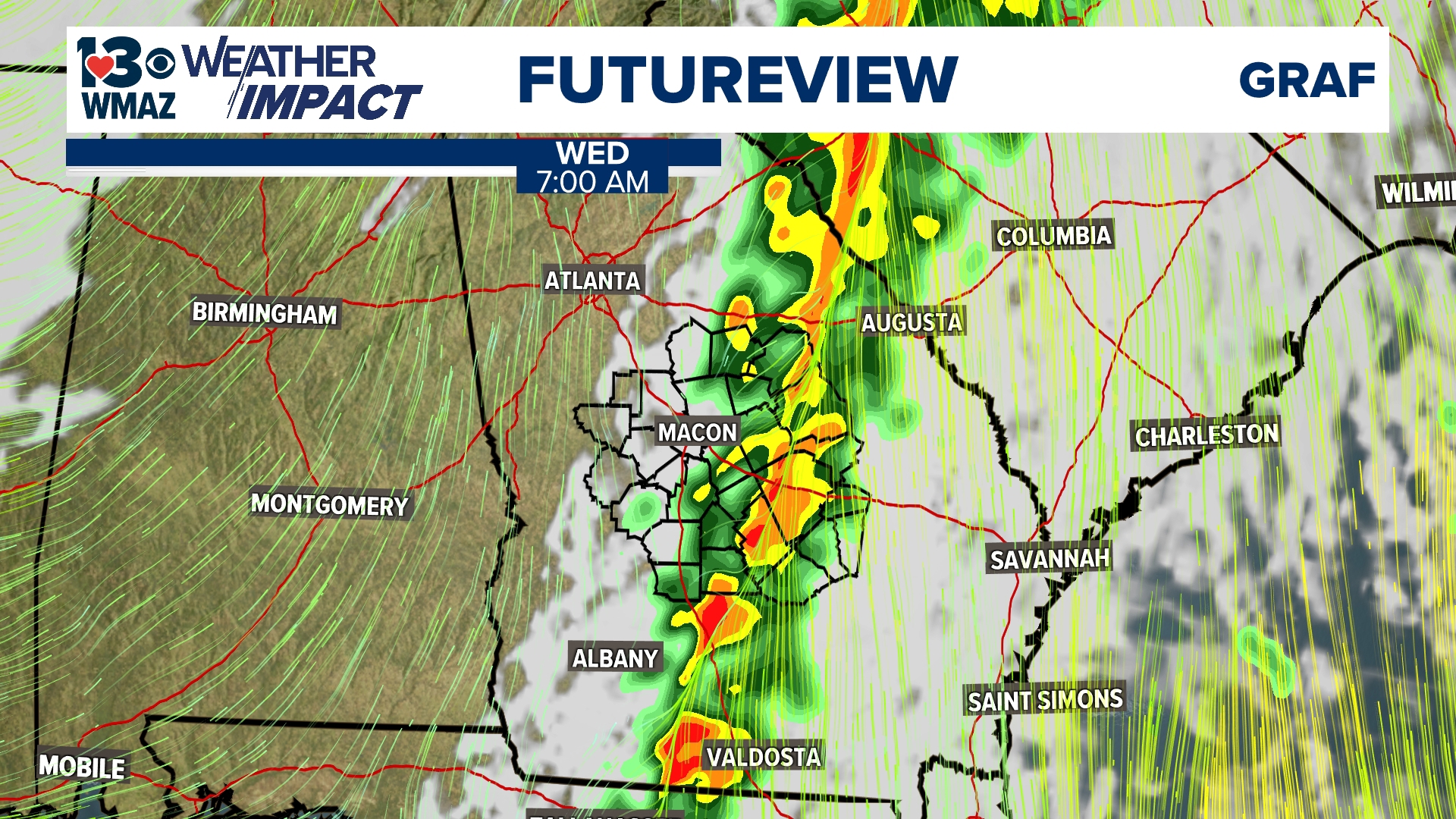 Weather Impact Alert issued as line of storms approach Central GA ...