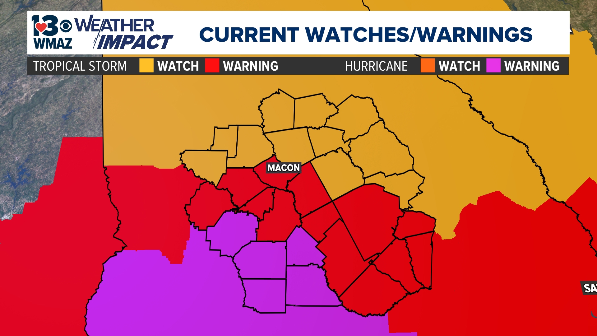 Central Georgia in Level 2 risk for severe weather on Sunday | 13wmaz.com