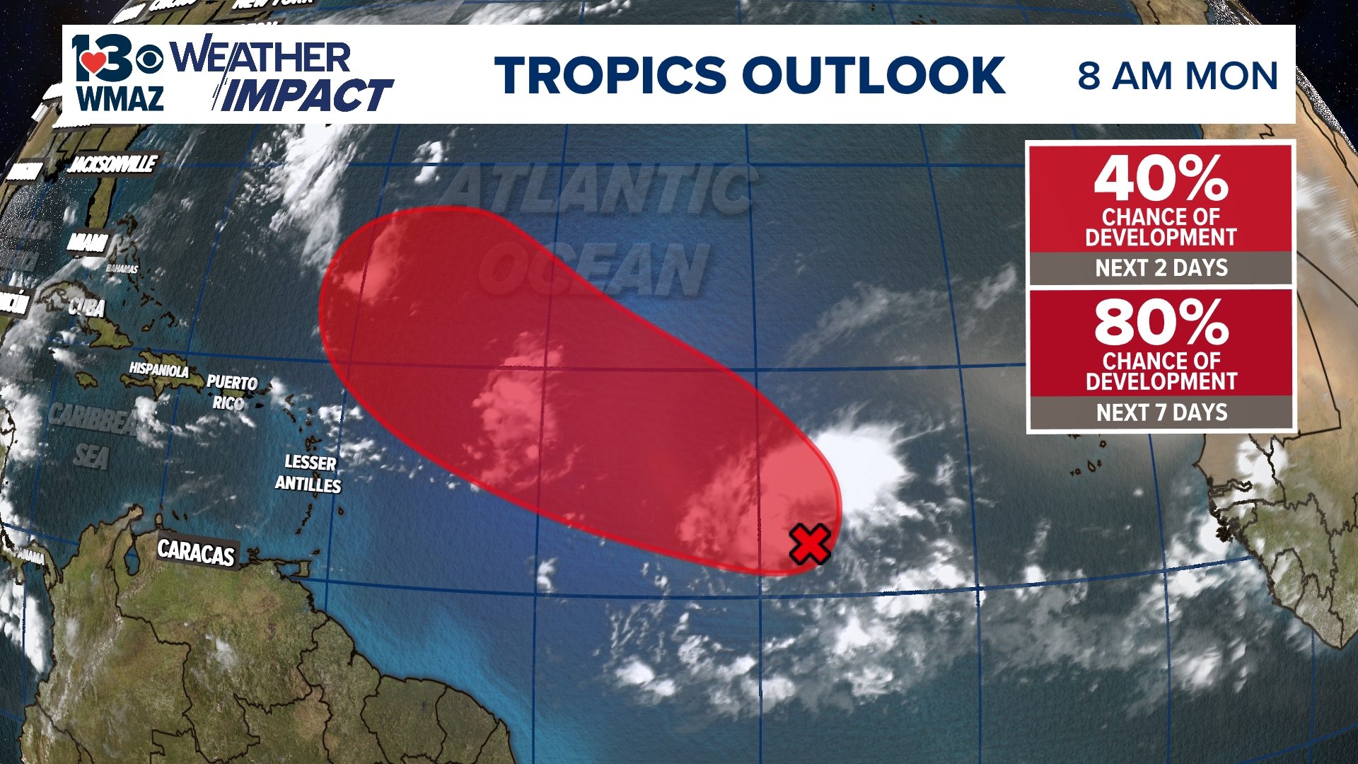 Atlantic disturbance showing high chances for tropical development as ...