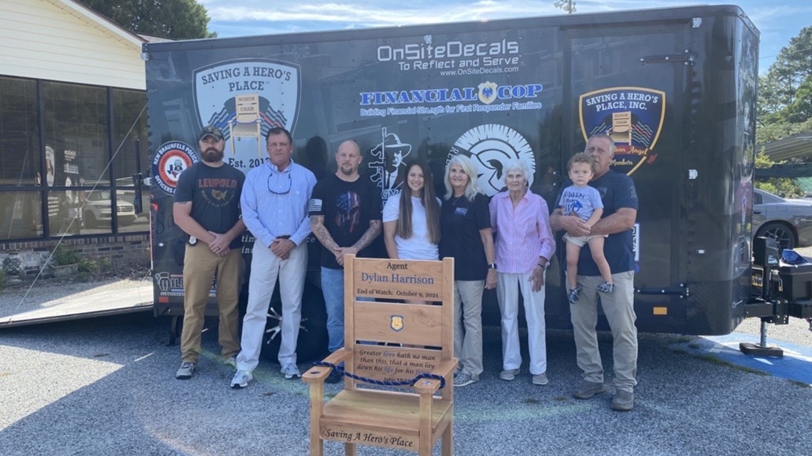 Harrison family build legacy chair for their fallen officer | 13wmaz.com