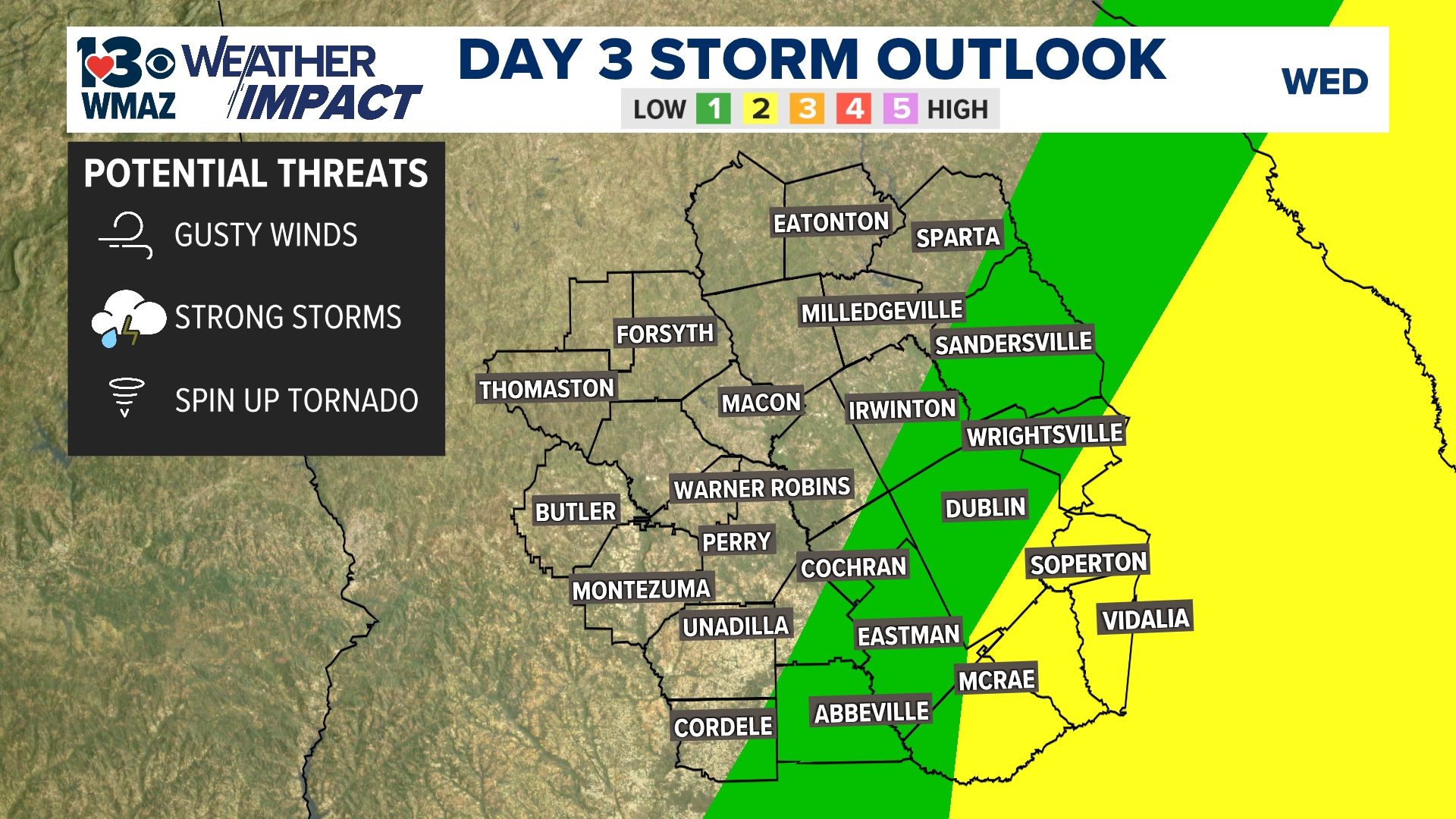 Weather Impact Alert issued as line of storms approach Central GA ...