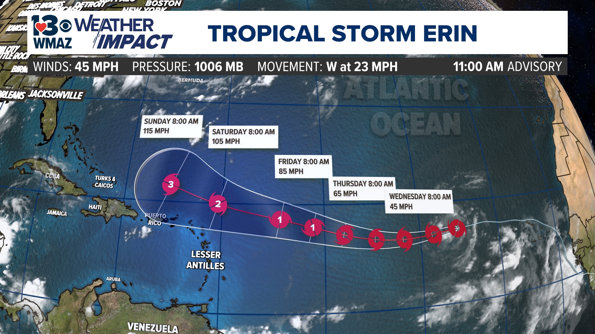 Tropical Storm Erin still on track to become a major hurricane | Here's ...