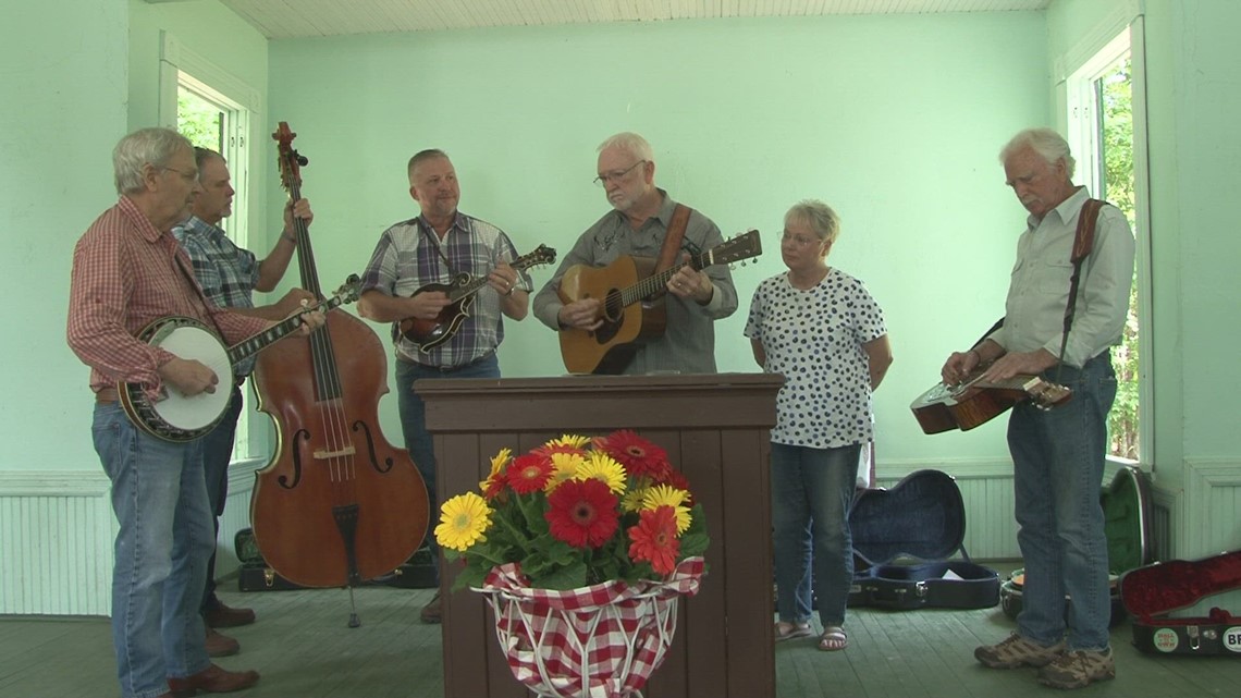 A band plays “Little Mountain Church House” during Salem Methodist ...