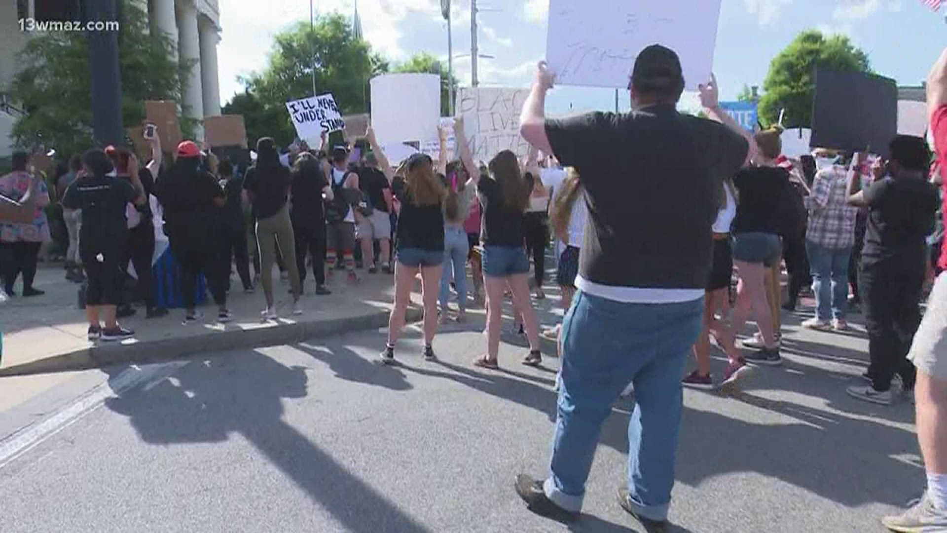 People in downtown Macon protest against racial injustice | 13wmaz.com