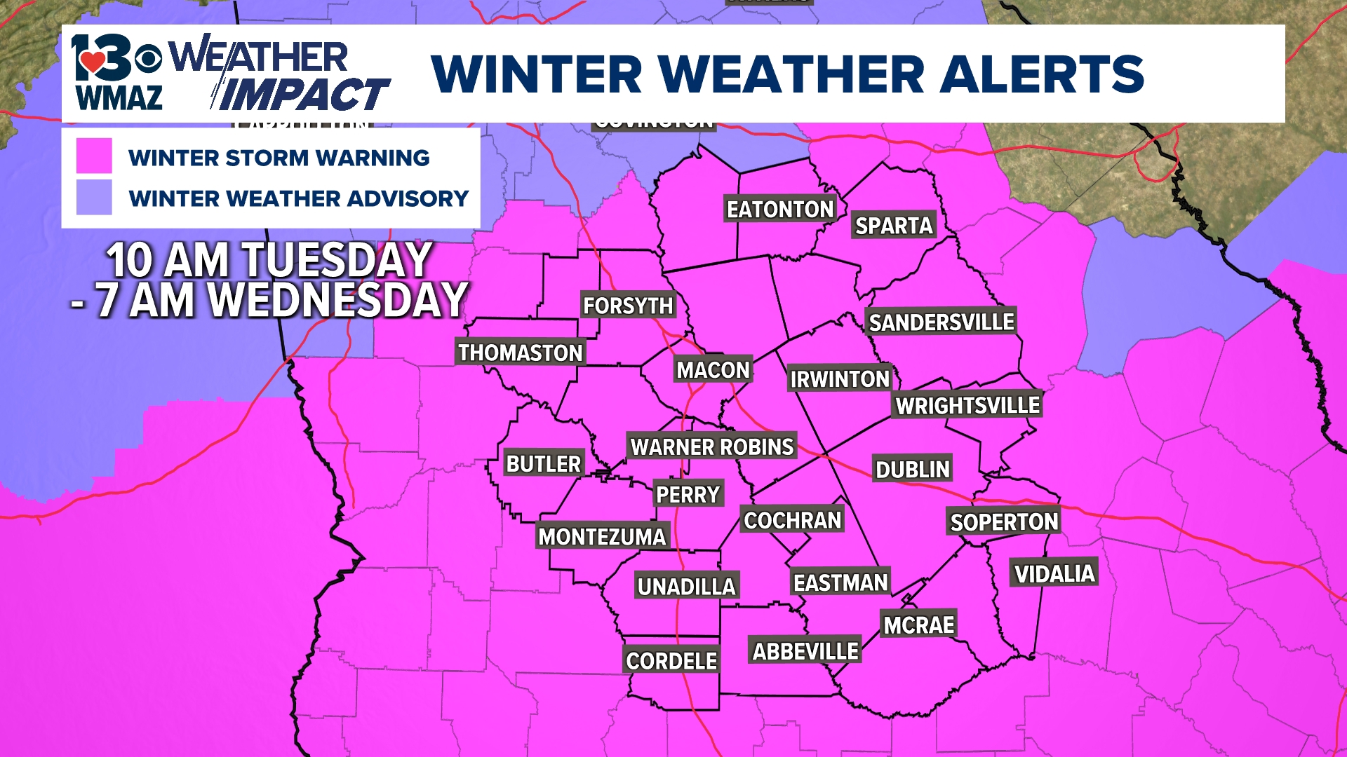 Snow possible in Central Georgia | 13wmaz.com