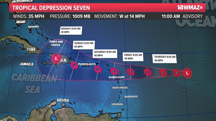 Tropical Depression Seven forms, expected to intensify | 13wmaz.com