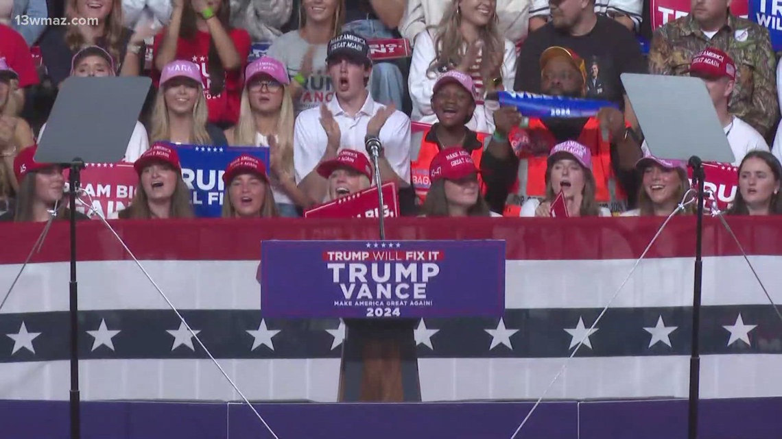 Former president Trump is set to speak in Macon later this evening ...