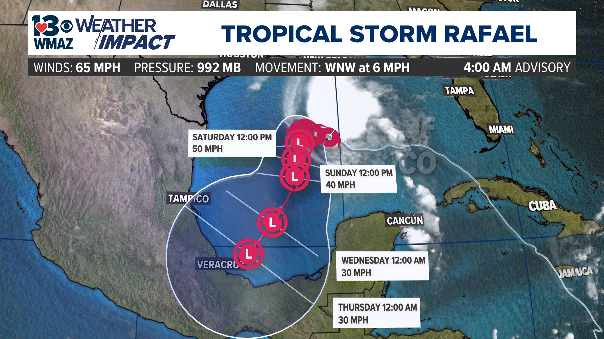 New tropical system forms in the Caribbean Sea | 13wmaz.com