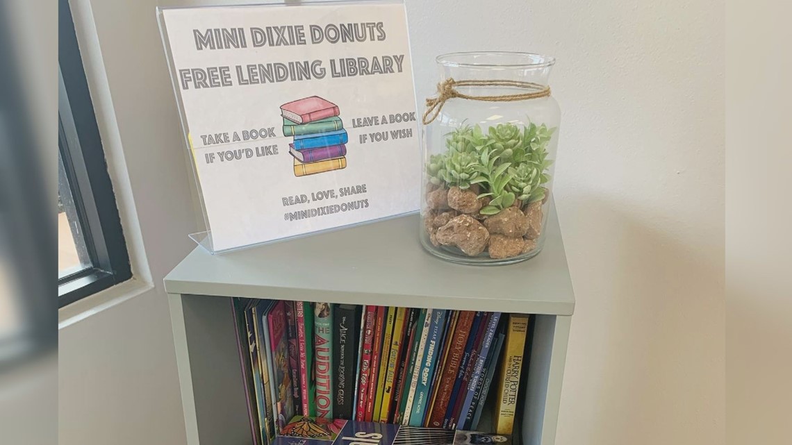 Mini Dixie Donuts opens lending library in Warner Robins | 13wmaz.com
