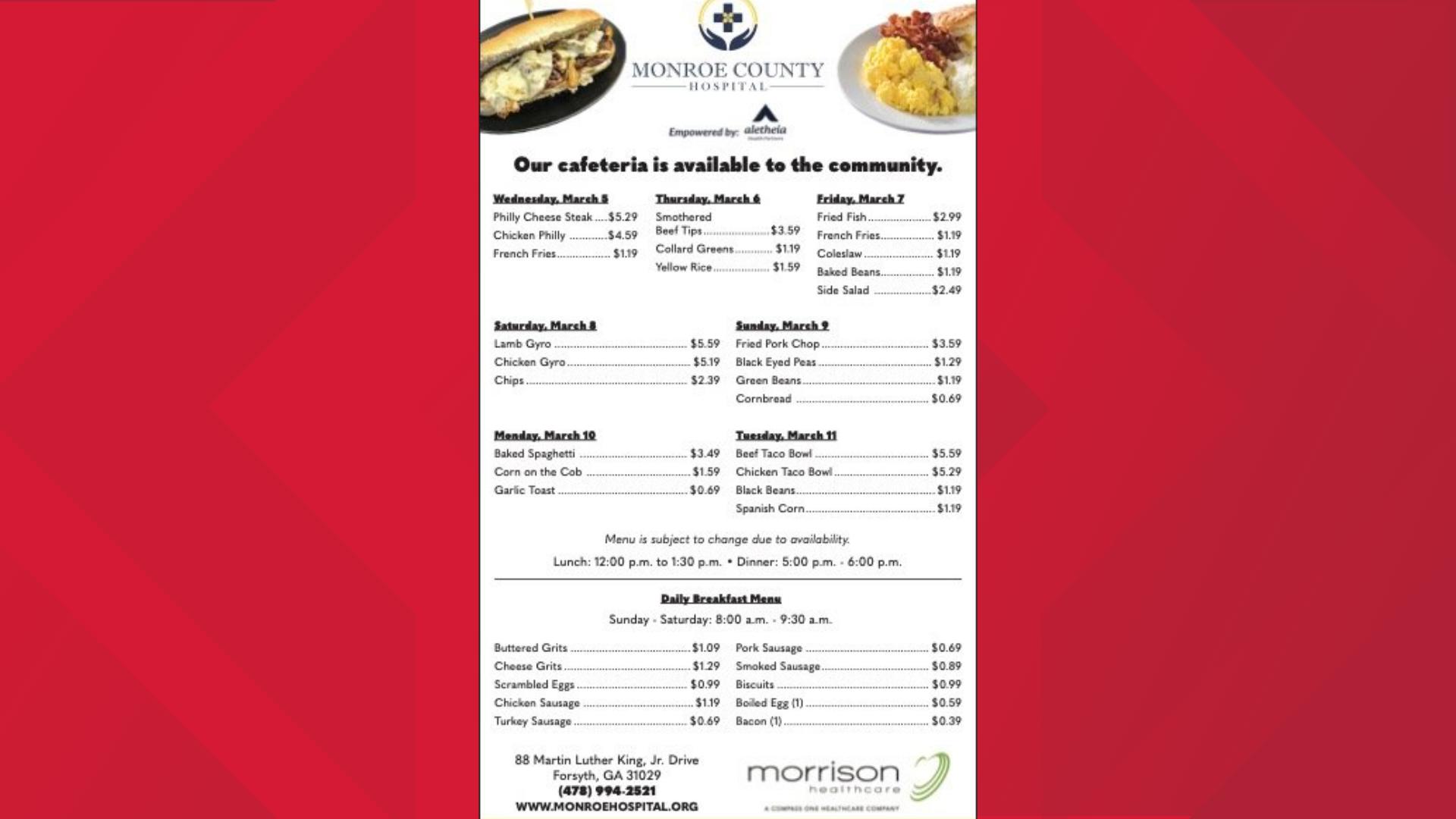 Where to eat near me? How about the Monroe County Hospital | 13wmaz.com