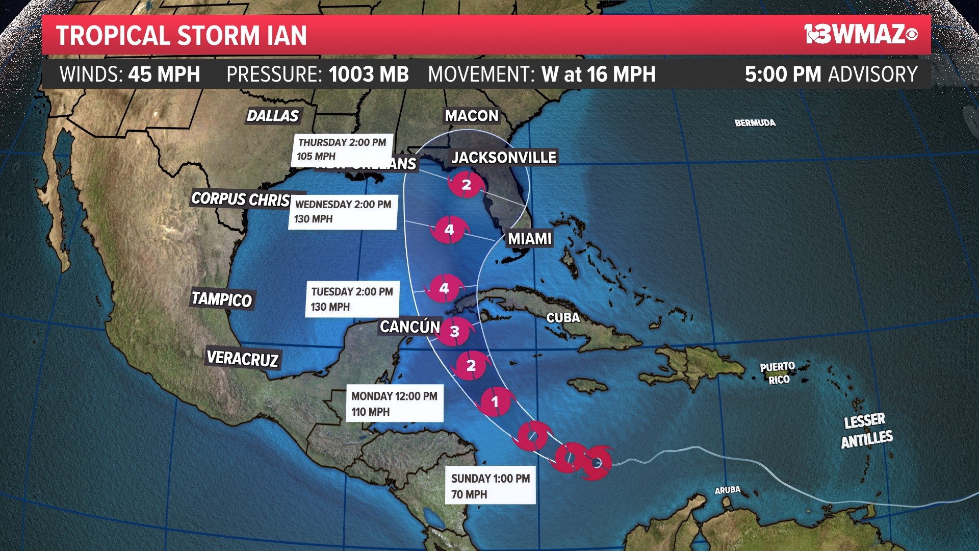 Saturday 9/24 5 p.m. Update: Tropical Storm Ian to rapidly intensify ...