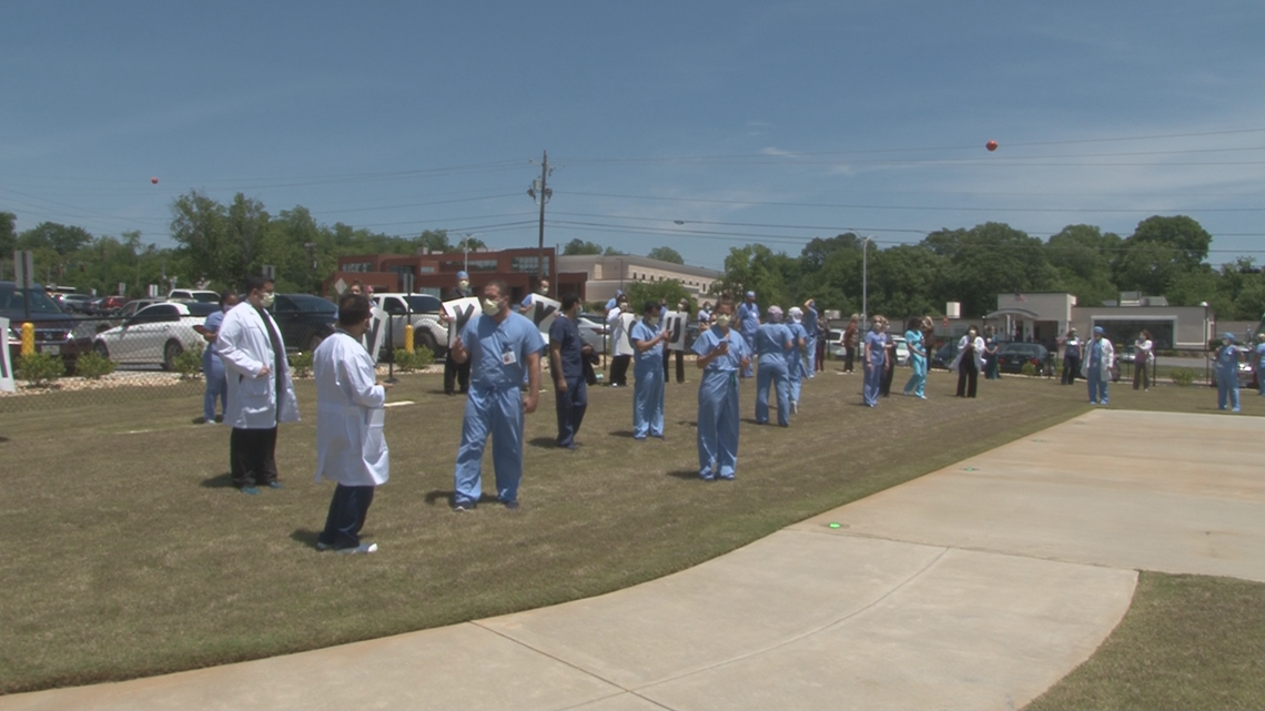 'We are thankful': Healthcare workers watch F-15 Eagle fly over Central ...