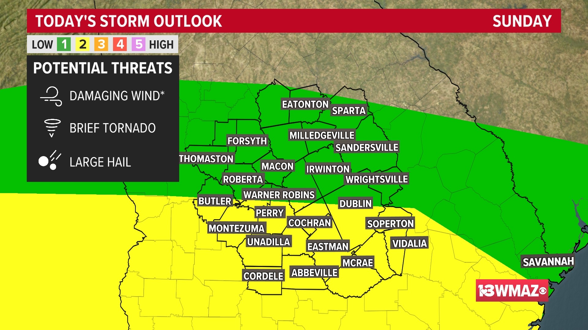 Severe weather possible Sunday morning through the afternoon | 13wmaz.com