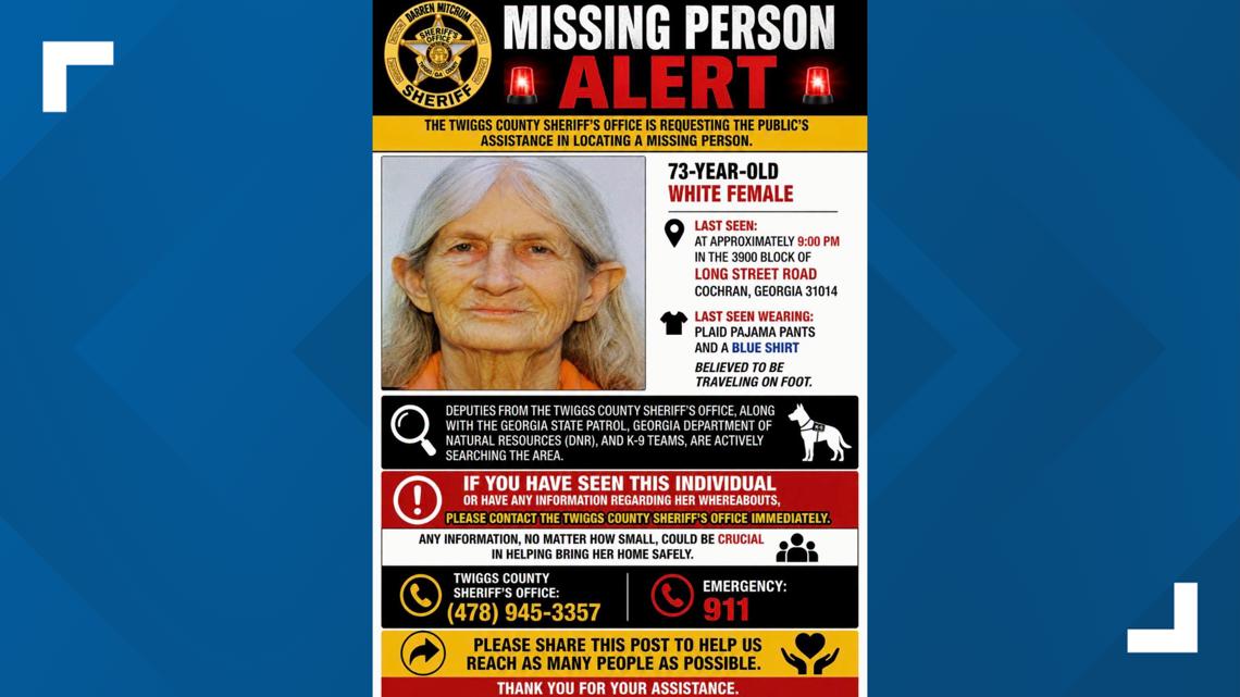 Twiggs County officials looking for missing 73-year-old woman with ...