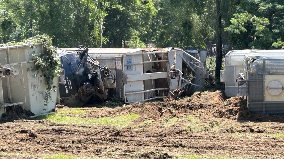 Late-night flash flooding causes train derailment in Peach County ...