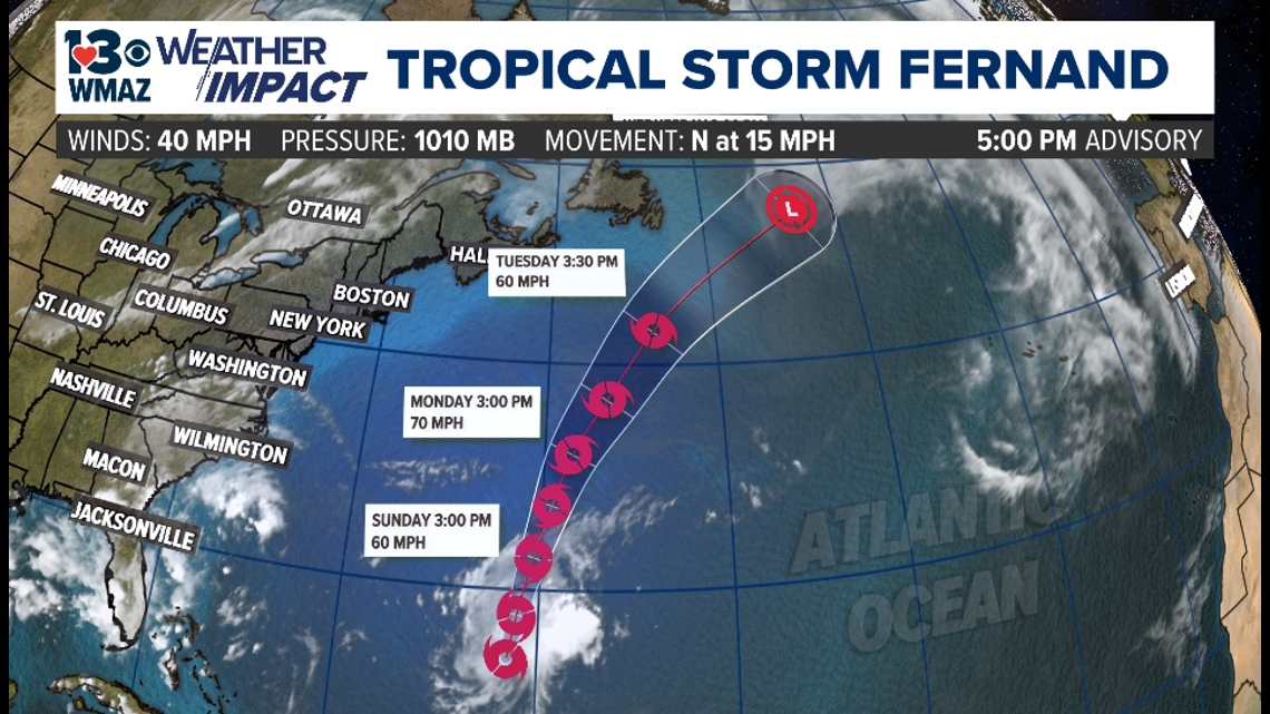 Tropical Storm Fernand forms south of Bermuda | 13wmaz.com