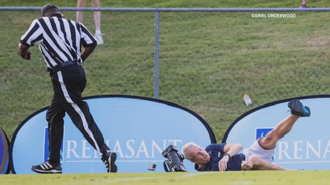 13WMAZ's Frank Malloy hit by ref on sidelines during game | 13wmaz.com