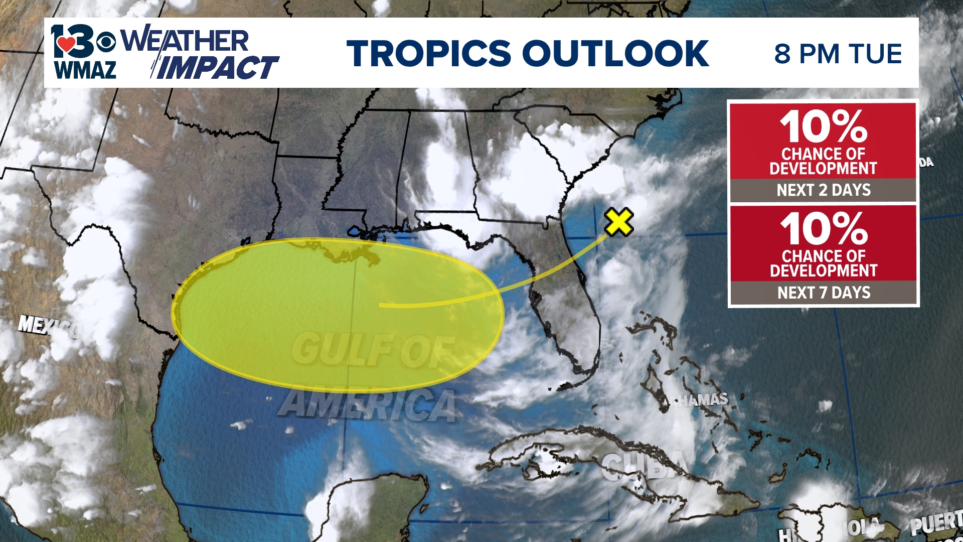 Tropical system may bring rain to Gulf Coast | 13wmaz.com