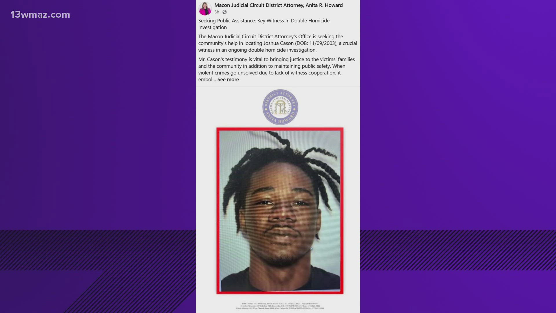 Ahead of trial, Macon DA offers $500 reward for crucial witness in ...