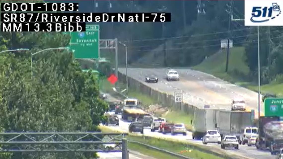 Tractor-trailer rear ends sedan near I-75/I-16 interchange, sends 3 to ...