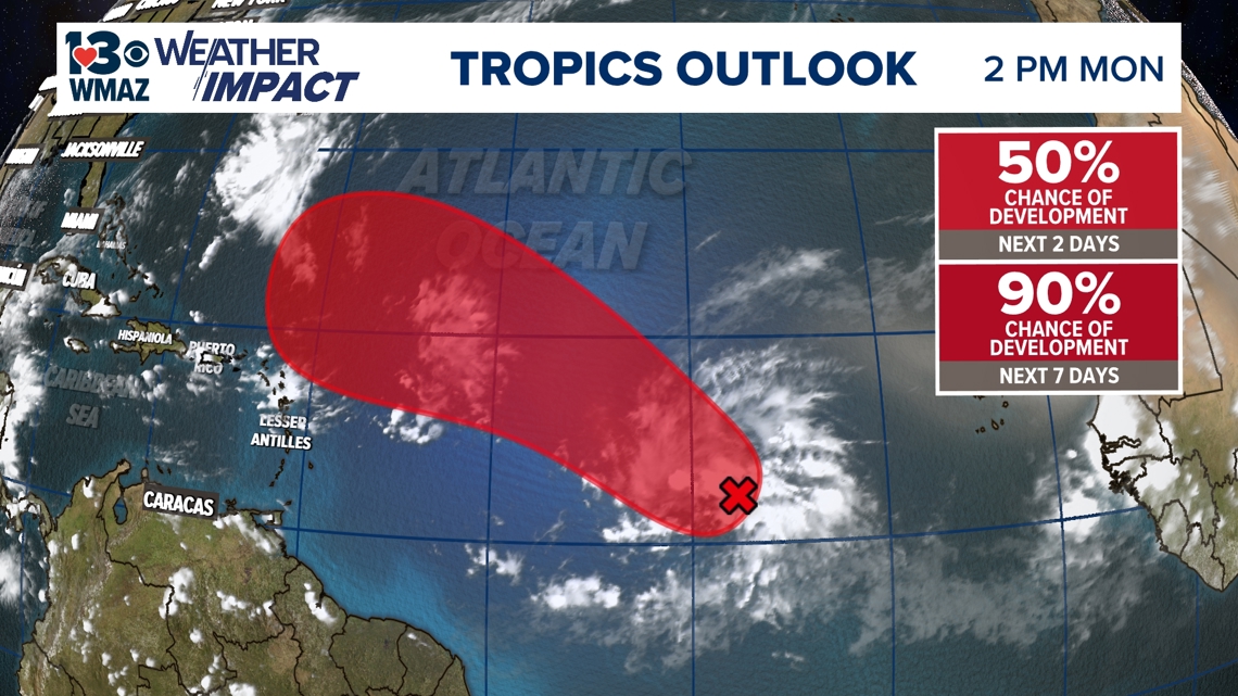 Atlantic disturbance showing high chances for tropical development as ...