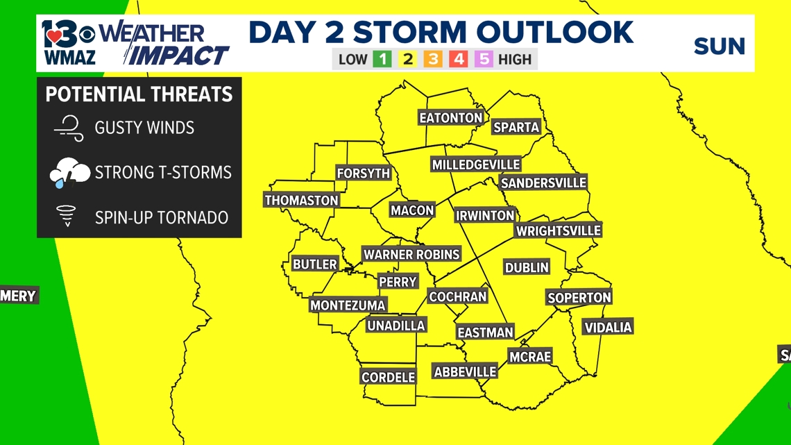 Heavy showers and storms expected for early Sunday morning | 13wmaz.com