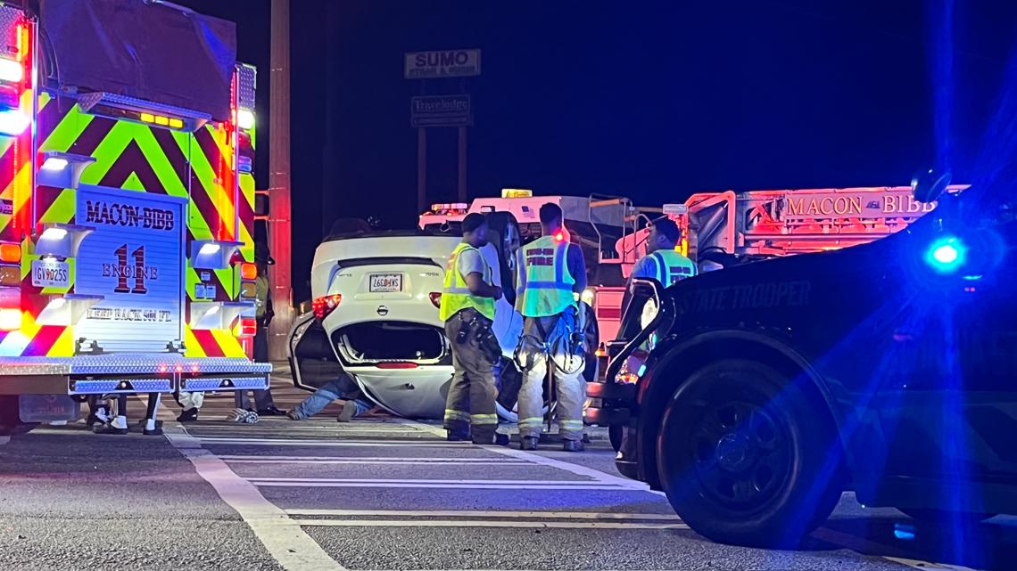 Car overturns during Macon crash, sending occupants to the hospital ...