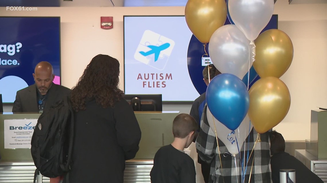 Children with autism practice airplane flights at Bradley | 13wmaz.com