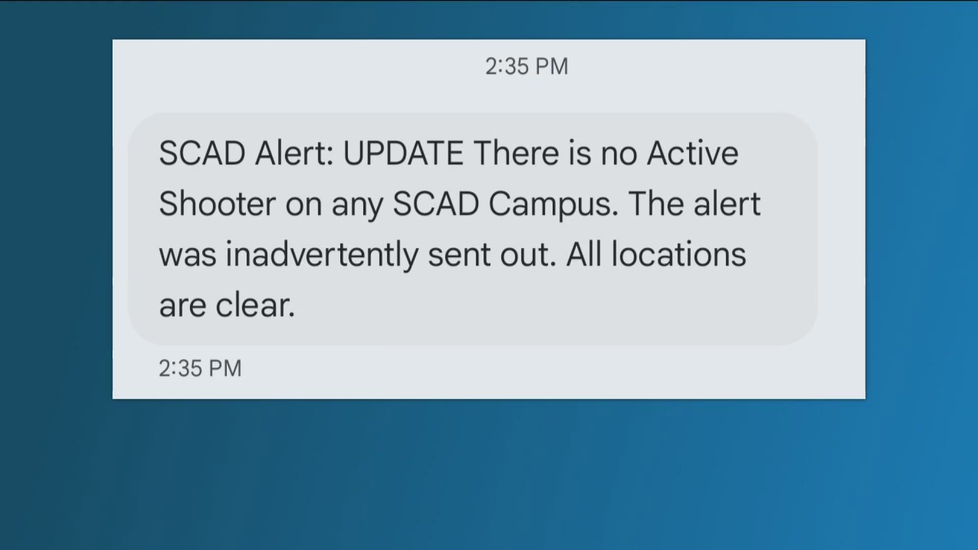 Mistaken active shooter alert sent out at SCAD | 13wmaz.com
