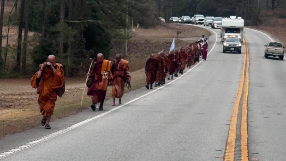 Buddhist monks on Walk for Peace come through west Georgia | 13wmaz.com